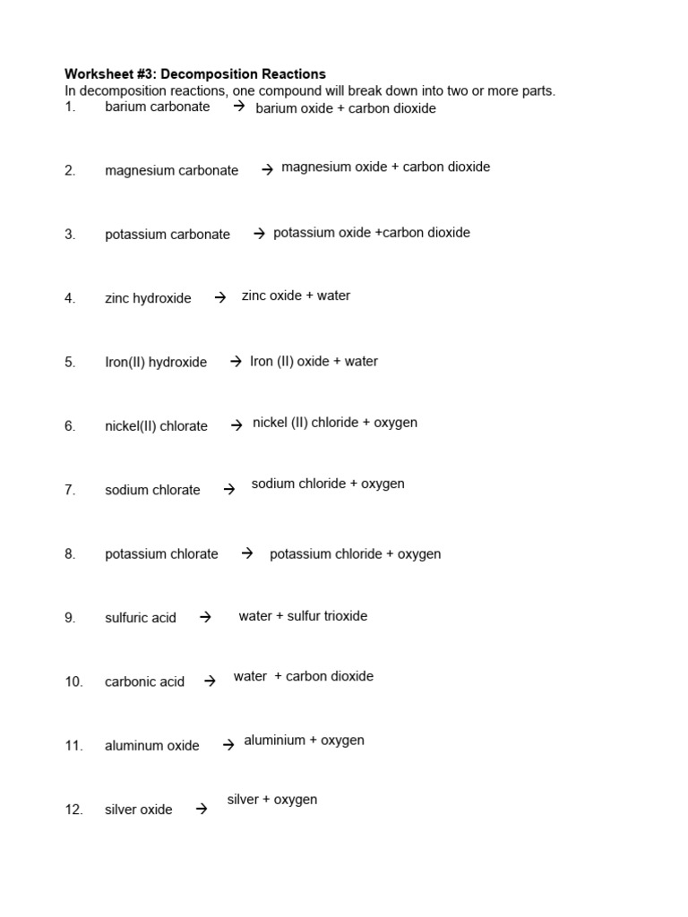 Worksheet - Decomposition | PDF