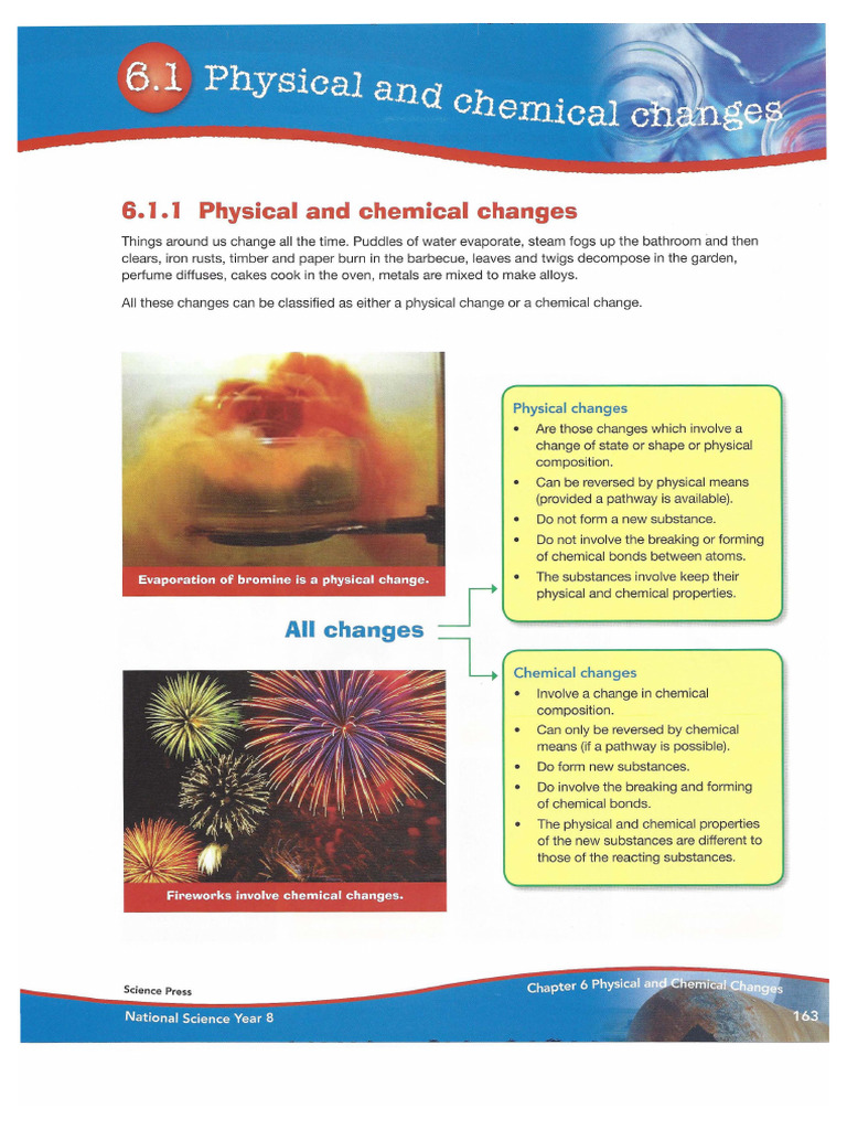 Worksheet - Comparing Physical and Chemical Changes | PDF