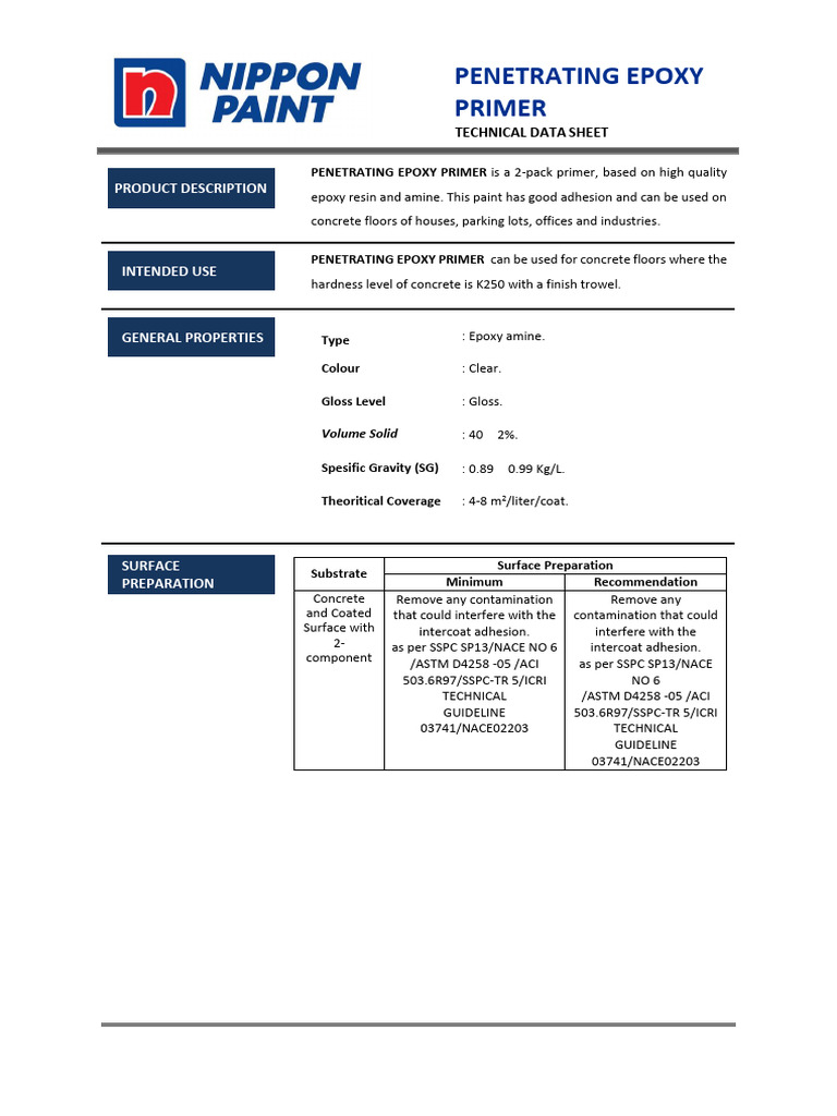 Rs29089 Tds Penetrating Epoxy Primer (English) 20062023 | PDF