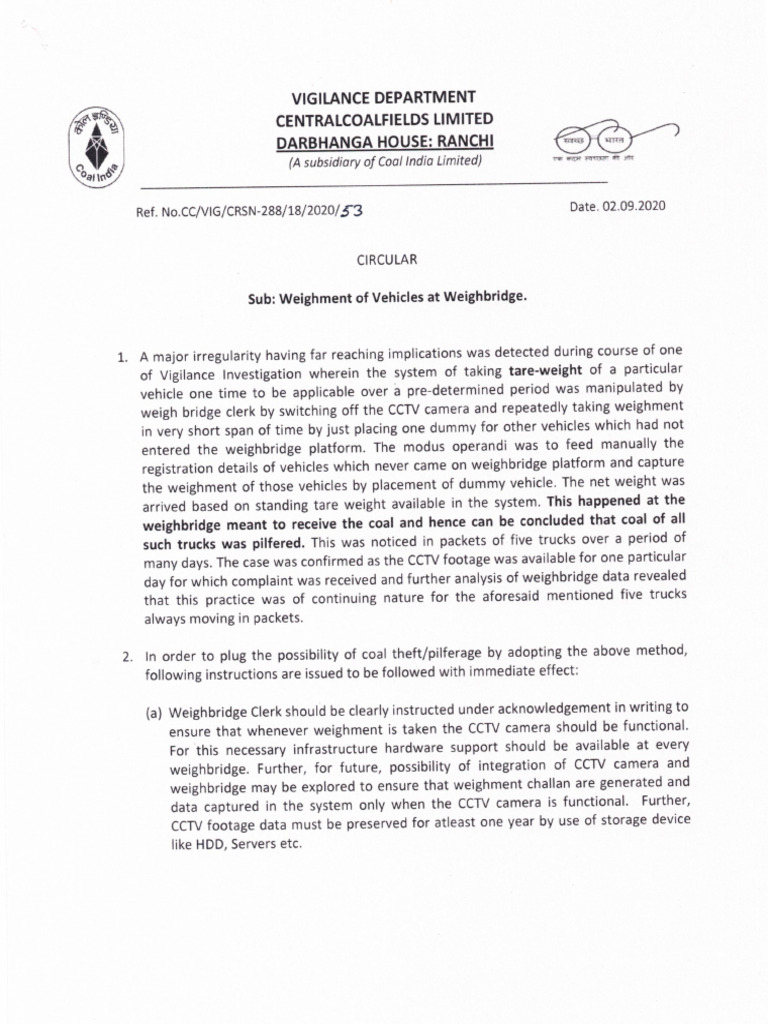 Weighment of Vehicles at Weighbridge | PDF