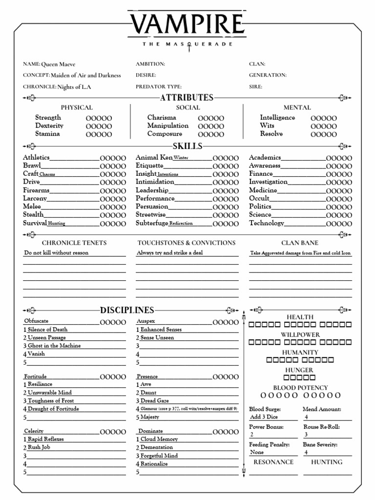 VTM v5 Queen Maeve | PDF