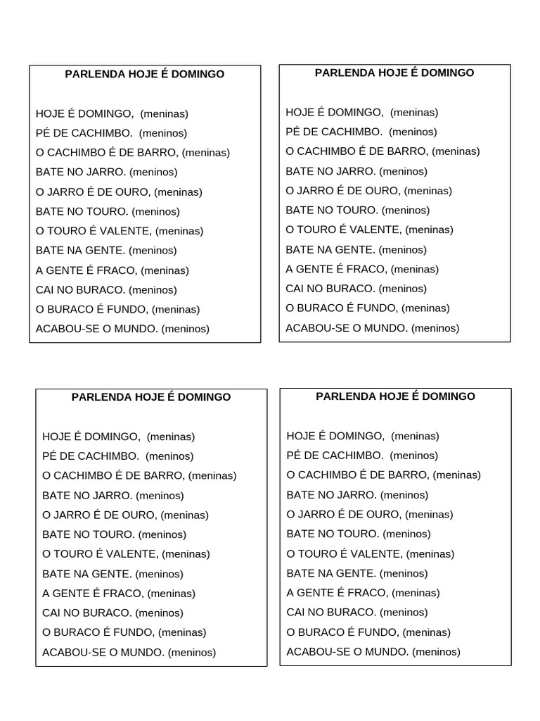 Hoje É Domingo - Parlenda | PDF