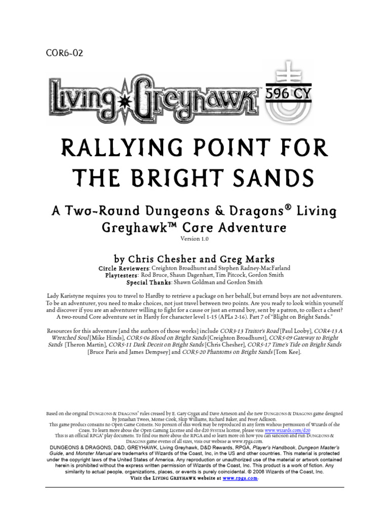 COR6-02 Rallying Point For The Bright Sands | PDF