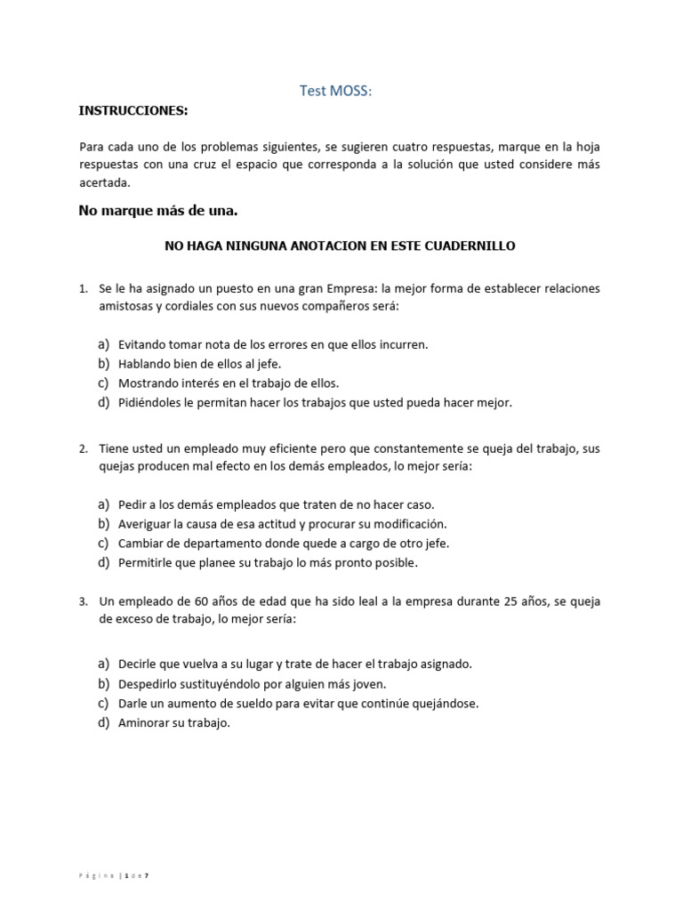 Test MOSS | PDF | Grammatical Number