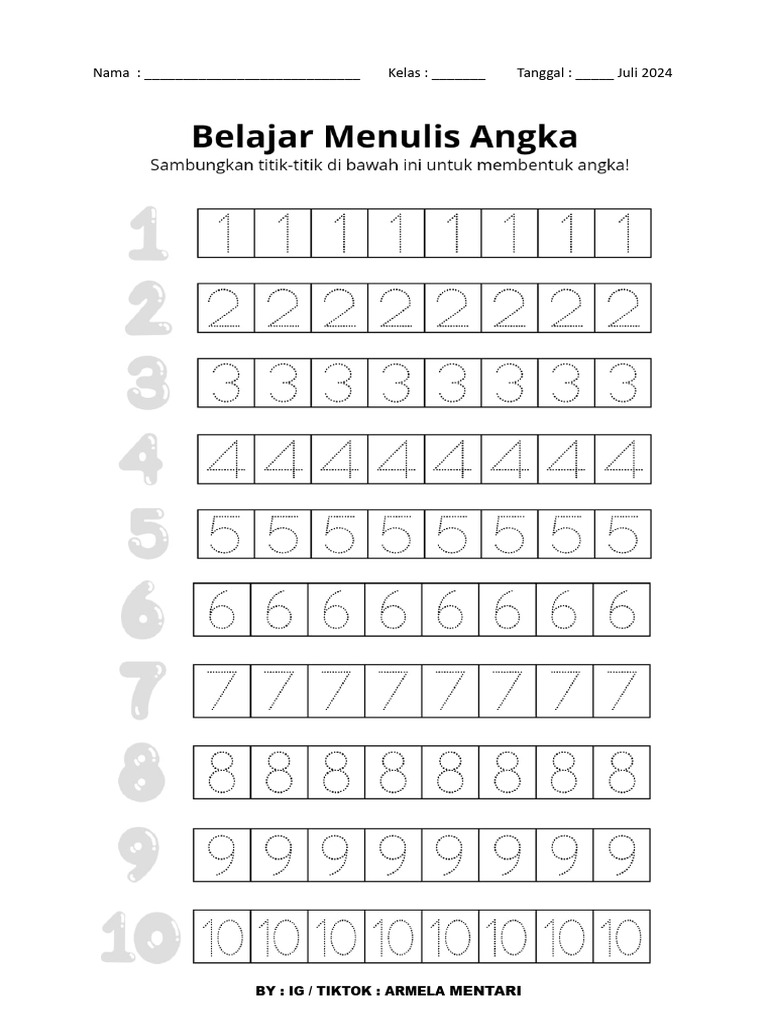 LKPD Menebalkan Angka Dan Huruf | PDF