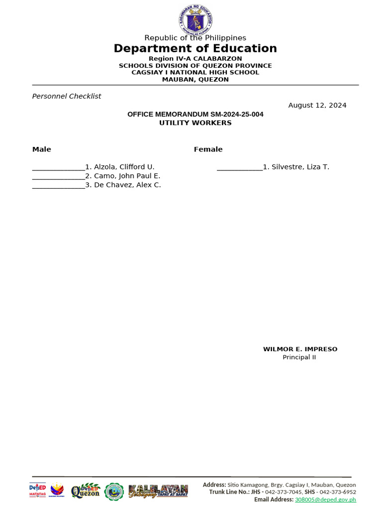 Utility Workers Memo | PDF