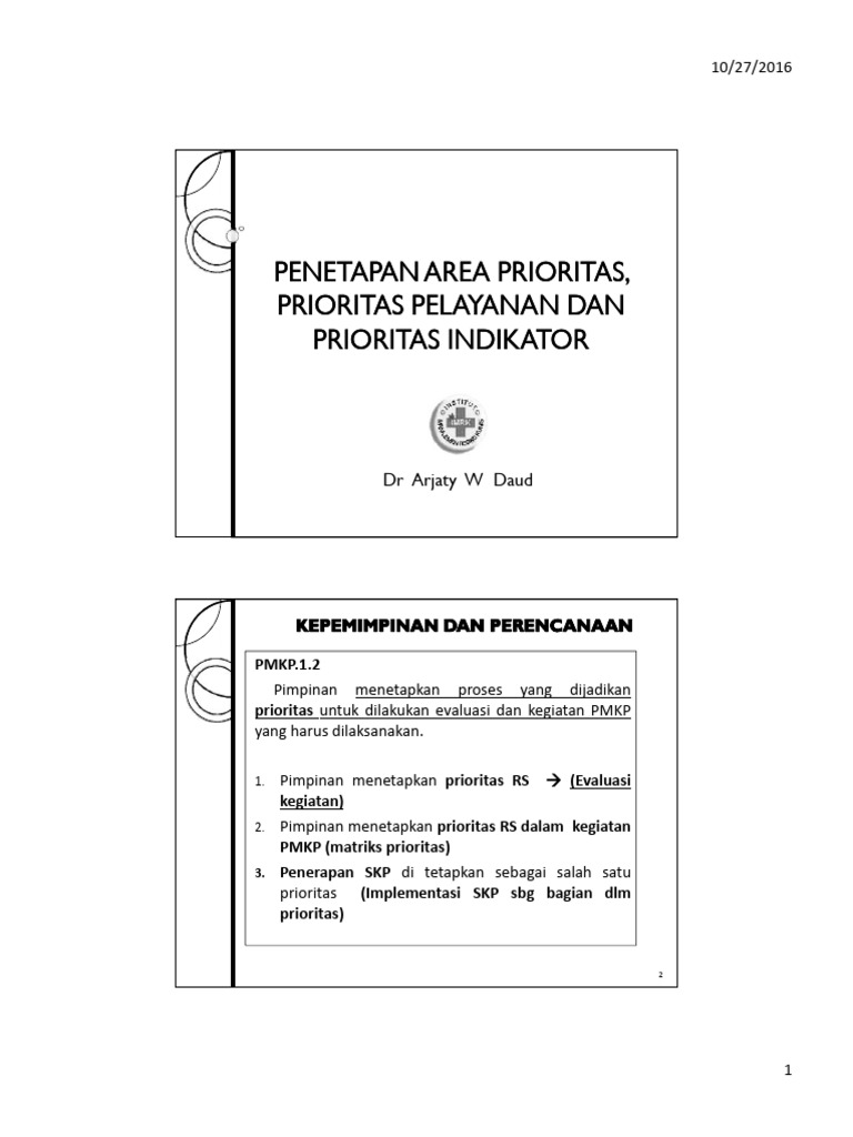 Penetapan Area Prioritas, Prioritas Pelayanan Dan Indikator | PDF