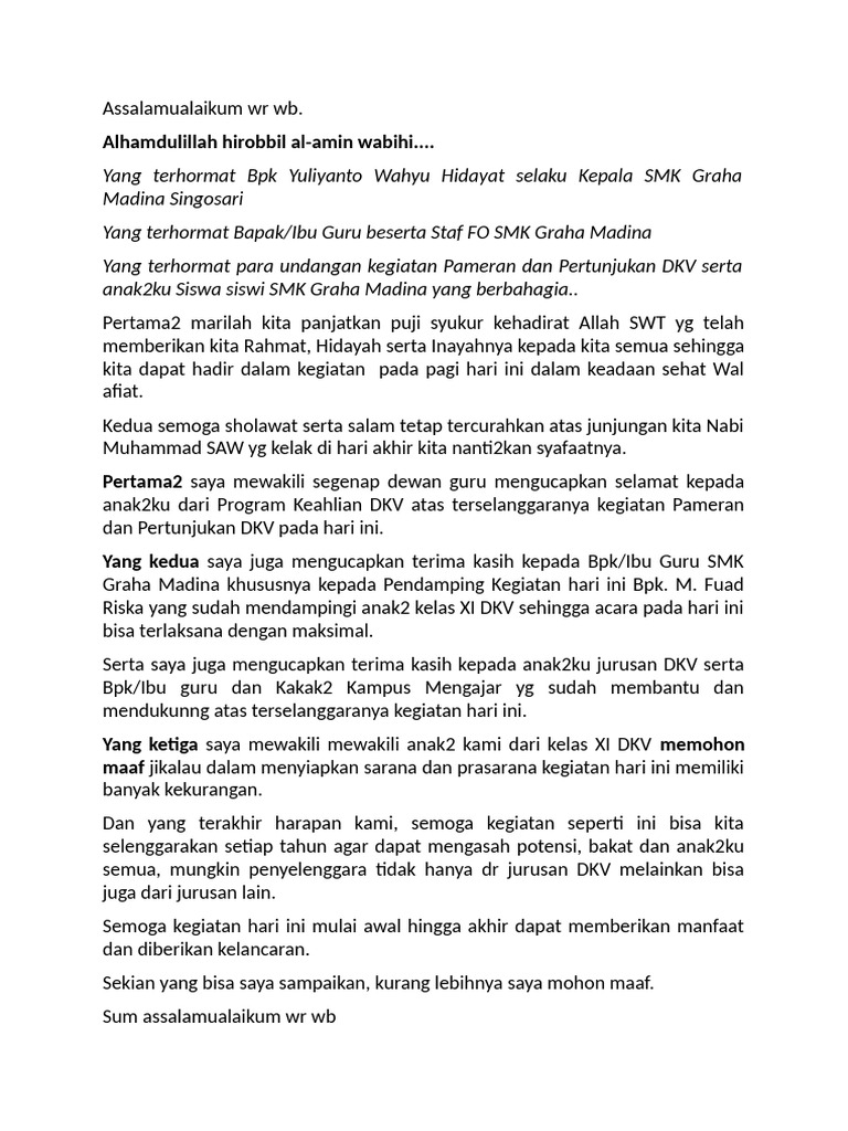 Sambutan PAMERAN DKV | PDF