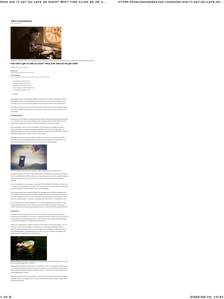How Did It Get So Late So Soon Why Time Flies As We Get Older | PDF ...
