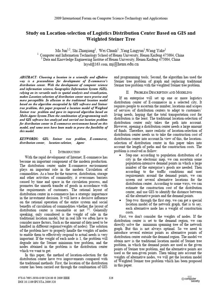 2009 Study On Location-Selection of Logistics Distribution Center Based ... 2009 Study On Location-Selection of Logistics Distribution Center Based ...