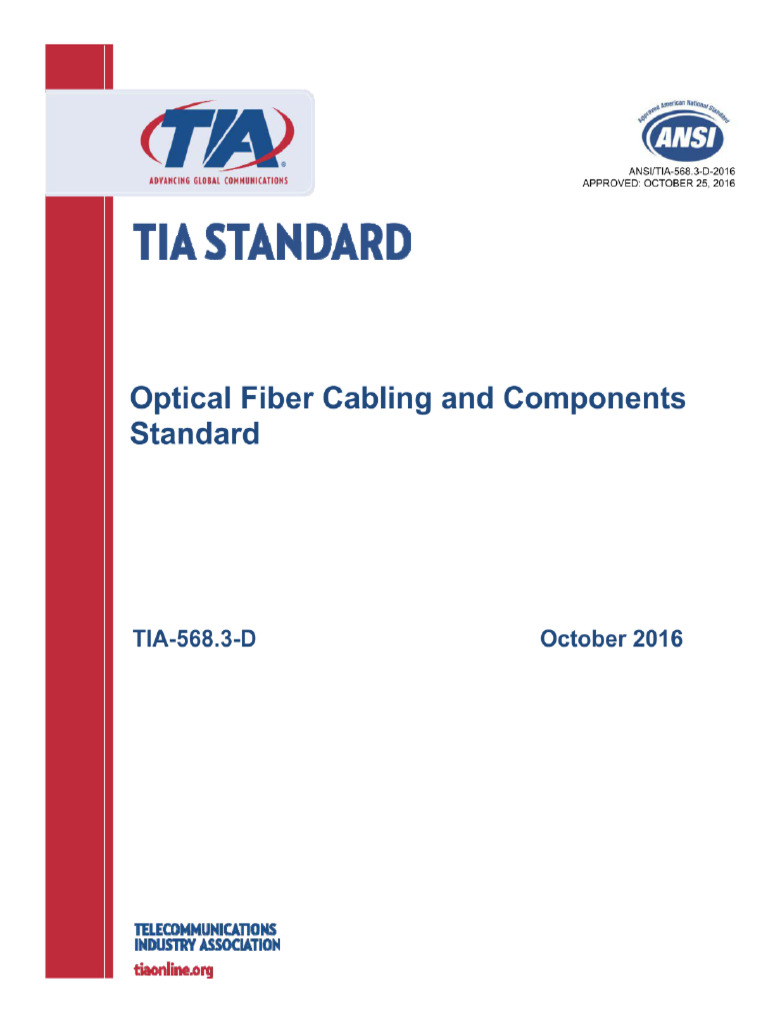 ANSI TIA 568.3 D 2016 Optical Fiber Cabling and Components Standard | PDF