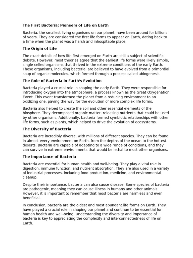 The First Bacteria | PDF