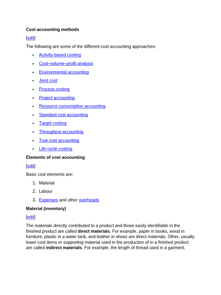 Cost Accounting Methods | PDF
