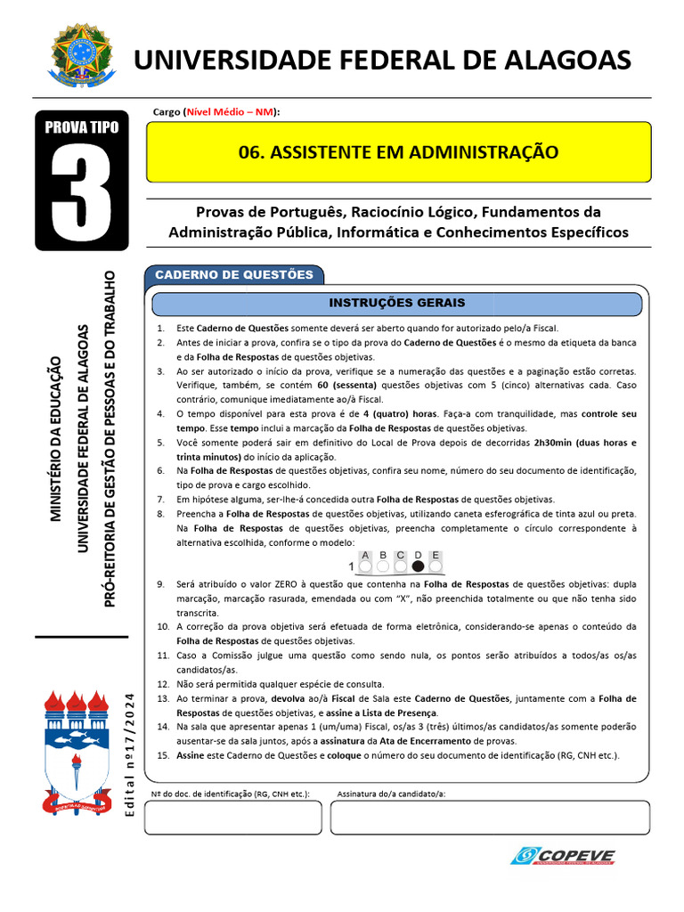 Prova - 06. Assistente em Administracao - Tipo 3 | PDF