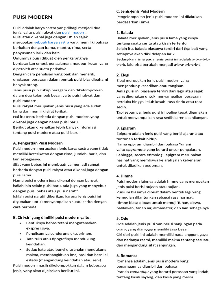 Materi Puisi Modern | PDF