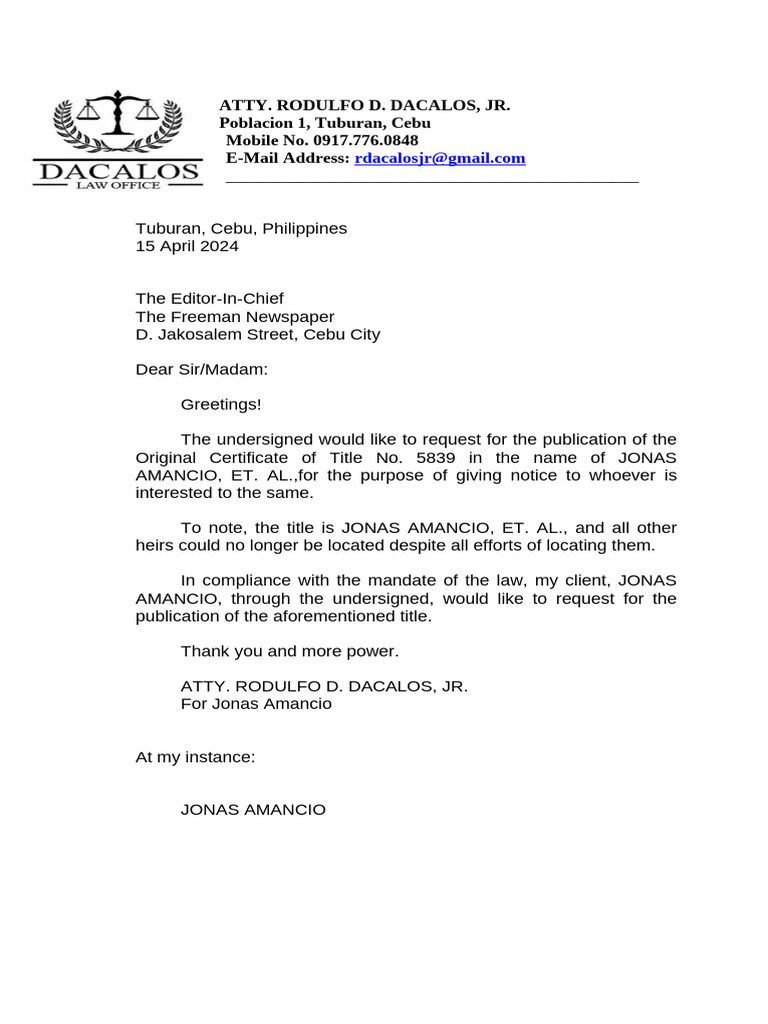 Letter To Freeman | PDF