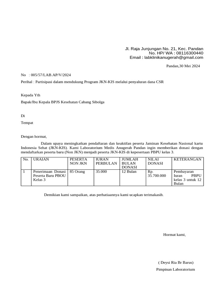 Surat Balasan CSR | PDF