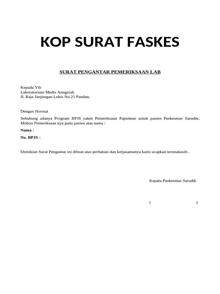 Contoh Pengantar Pap Smear | PDF