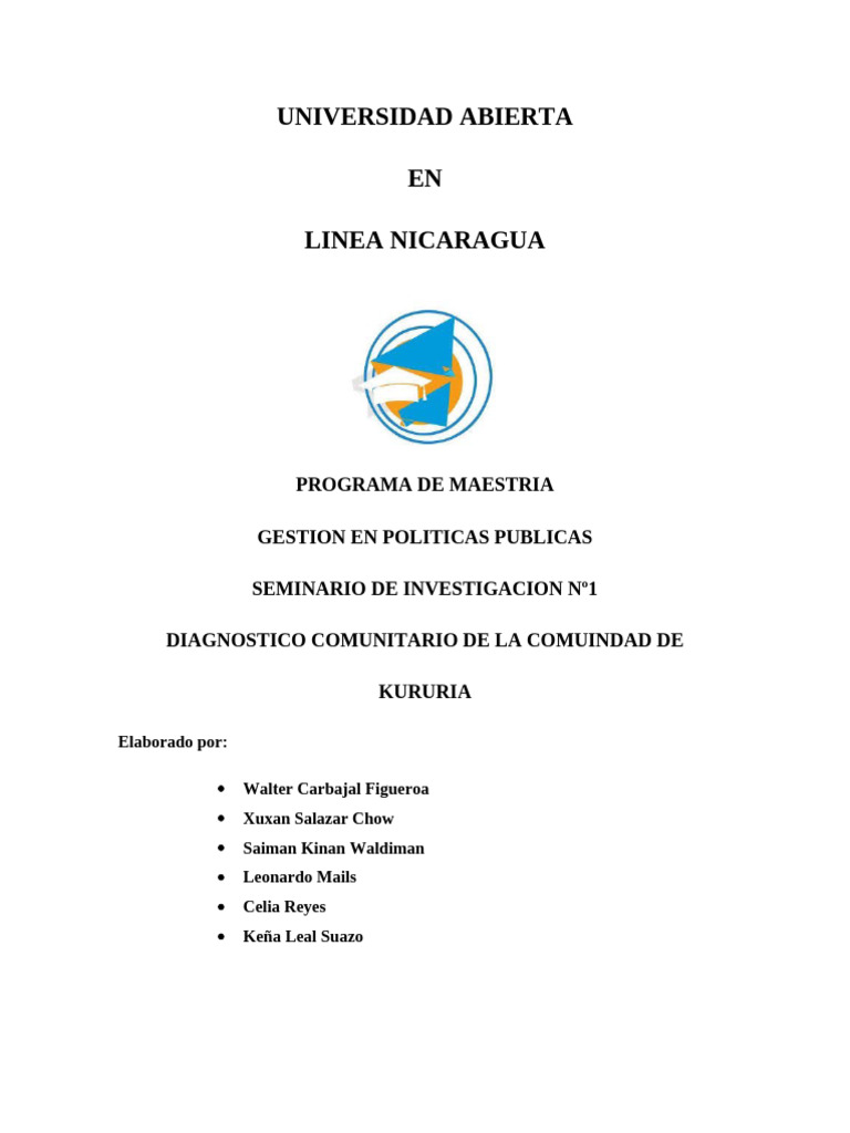 Producto #1 Diagnostico Comunitario Kururia | PDF | Agua | Partería