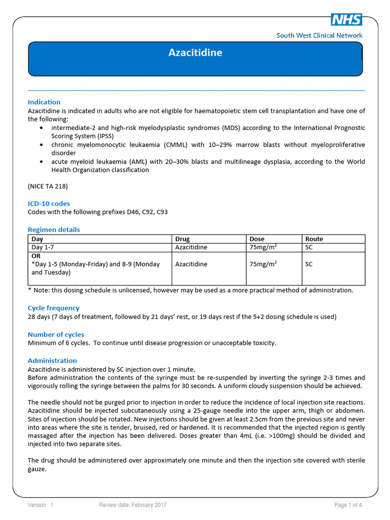 Azacitidine. MDS - NHS | PDF