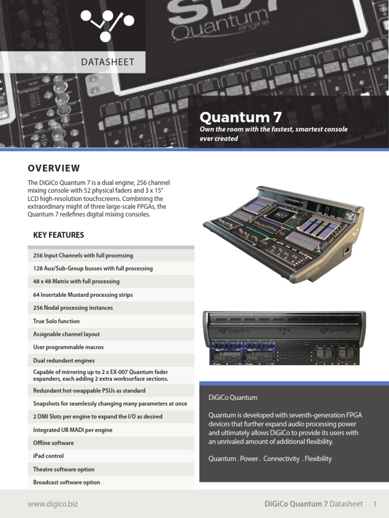 DiGiCo Quantum 7 Data Sheet | PDF