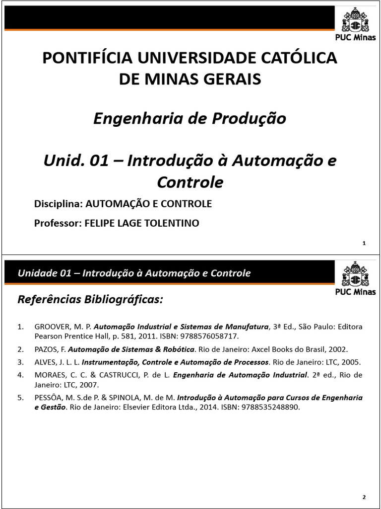 02 Puc - Automacao - Controle - A01 - Introducao - Automacao - Controle | PDF