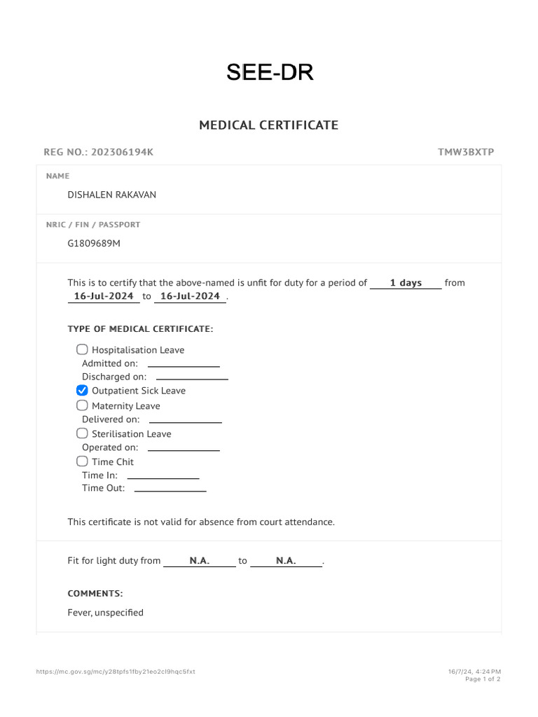 Digital Medical Certificate 2 | PDF