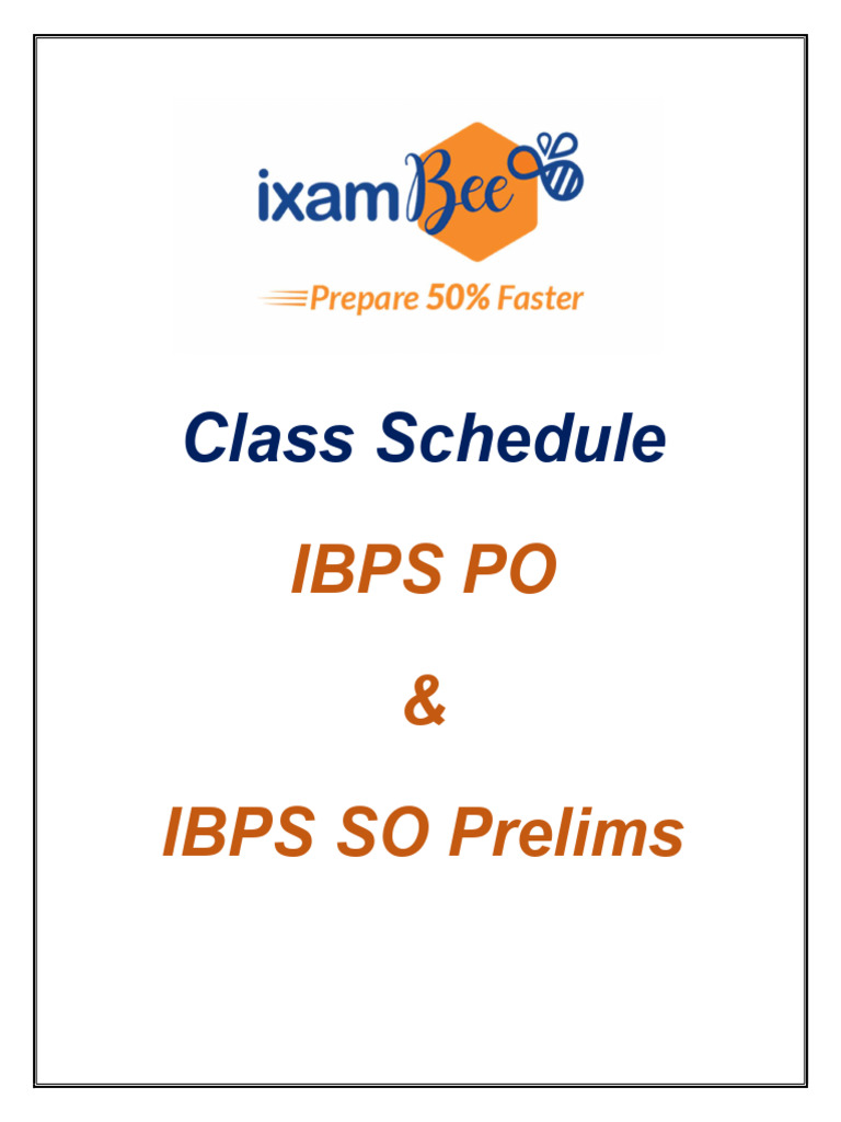 Ibps Po Ibps So Class Schedule | PDF