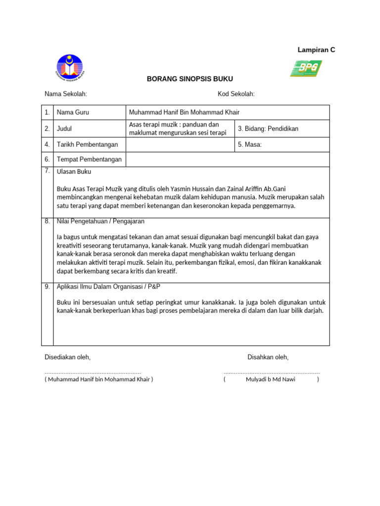 Sinopsis Asas Terapi Muzik | PDF