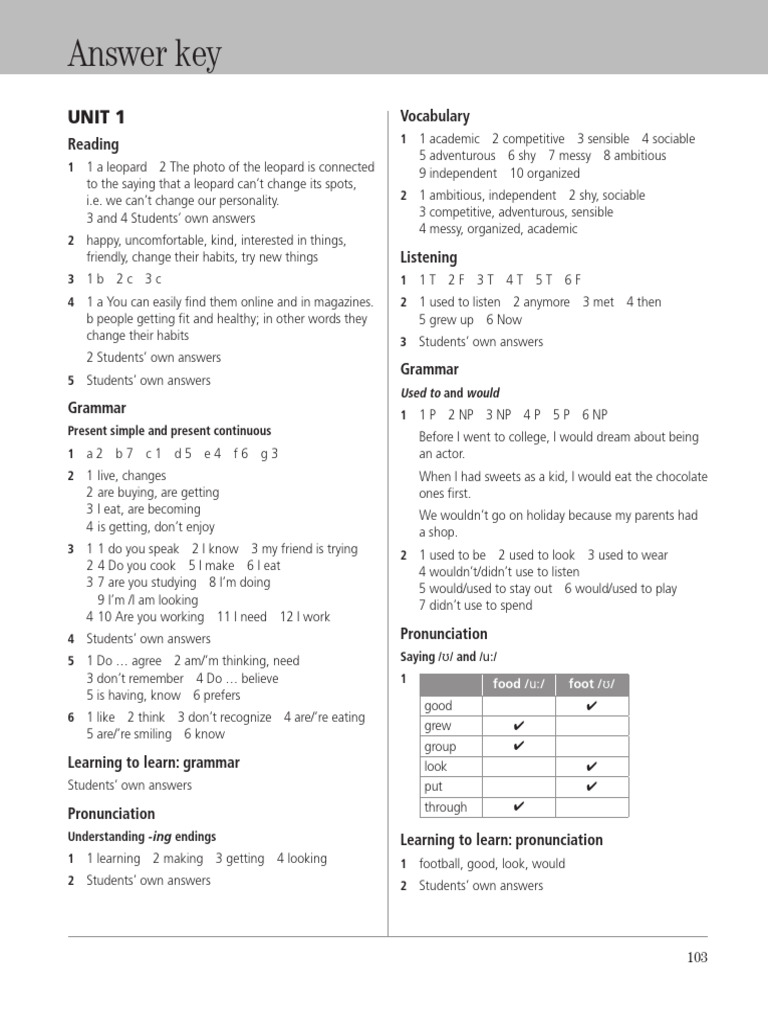 Voices Intermediate AnswerKeys Workbook All Units | PDF