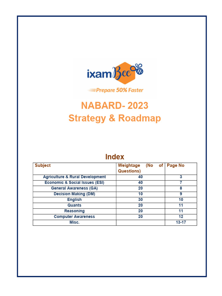 NABARD 2023 Strategy and Roadmap all subjects | PDF