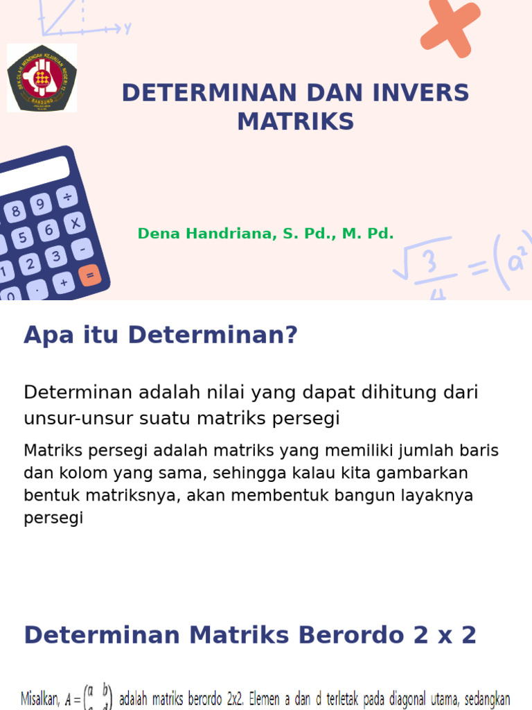 Pertemuan Ke-10 (Determinan Dan Invers Matriks) | PDF