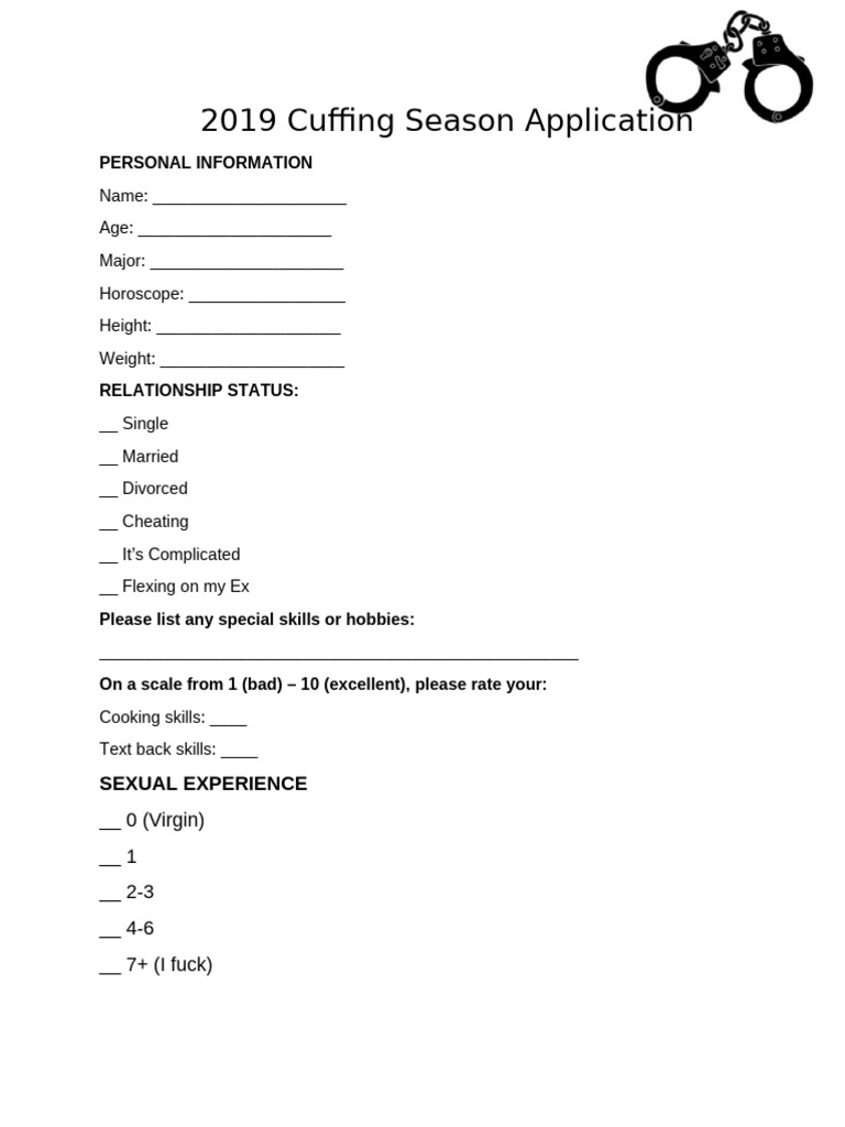Cuffing Season Application | PDF