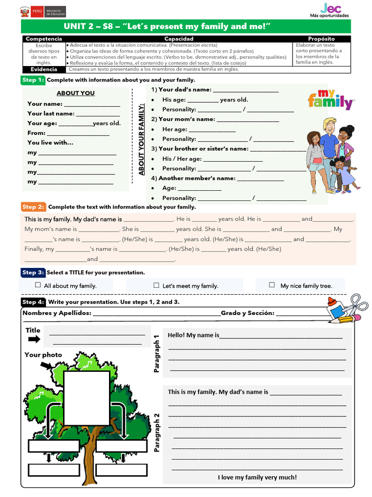 Presentación de mi familia en inglés | PDF