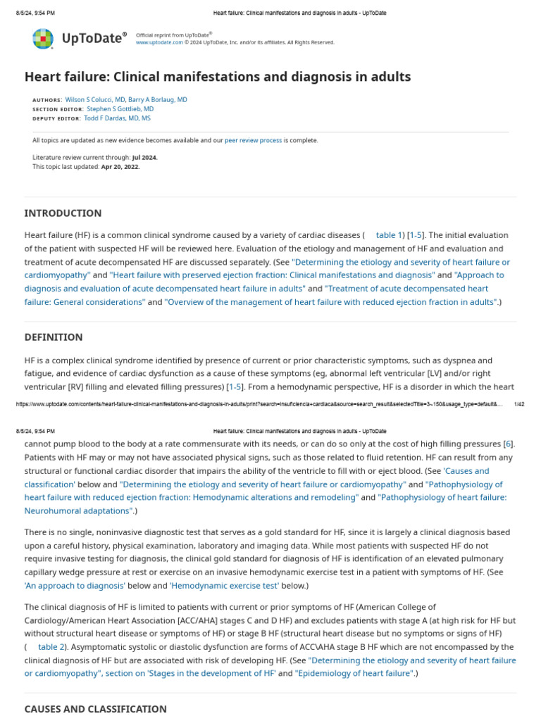 Heart Failure - Clinical Manifestations and Diagnosis in Adults ...