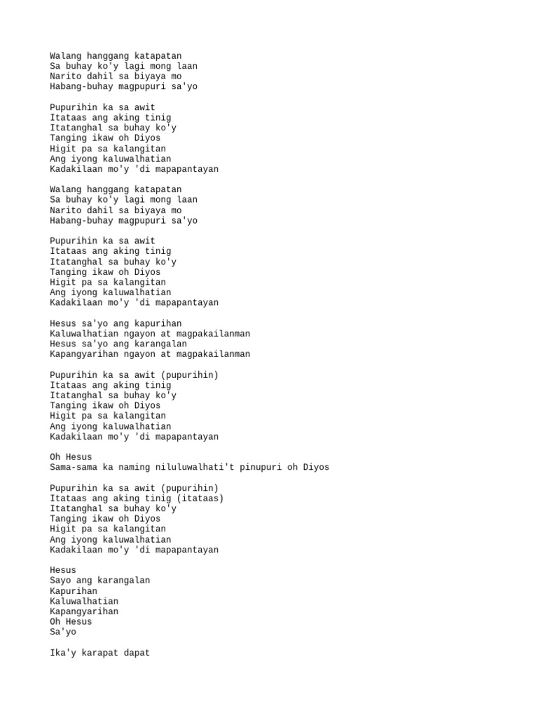 Pupurihin Ka Sa Awit | PDF