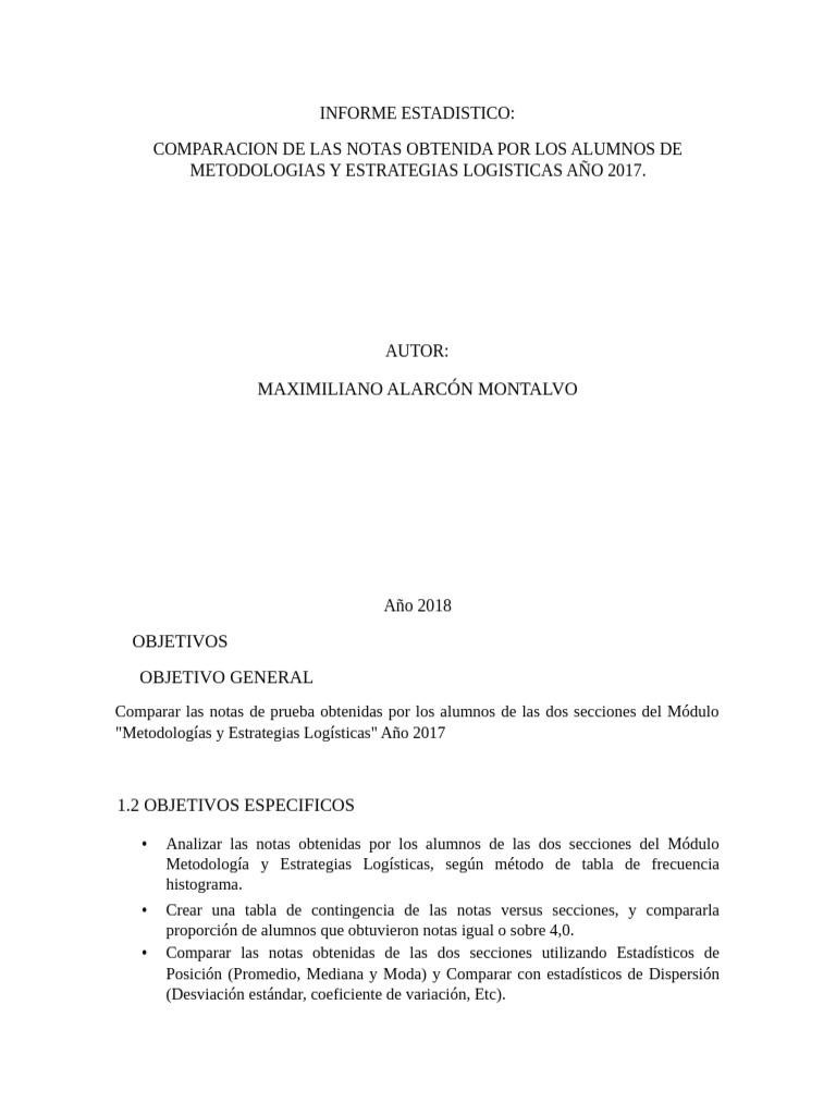 Ejemplo Informe Estadistico | PDF