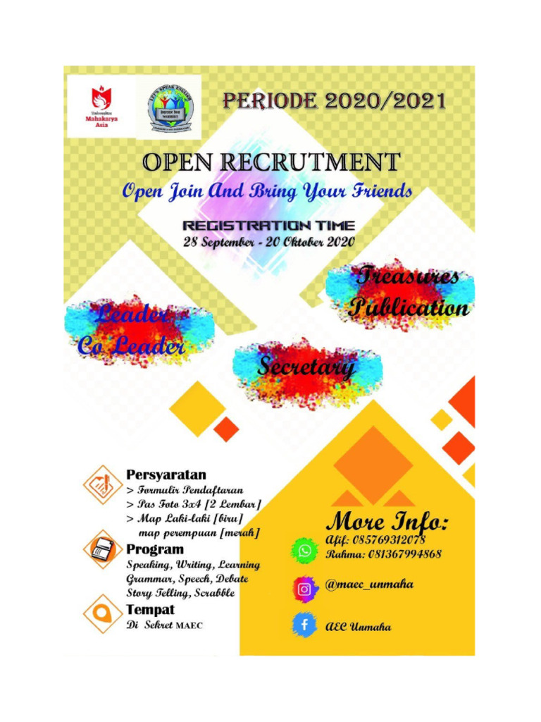 Contoh Pamplet Open Recruitment Ukm | PDF