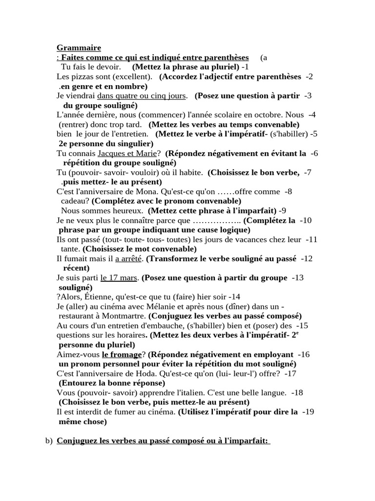Révision de grammaire française | PDF | Verbe | Nombre grammatical