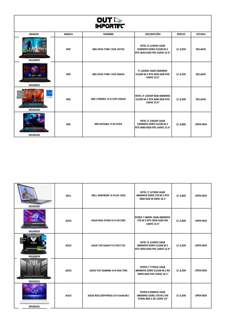Catalogo Laptops Out Importec - Gamer | PDF