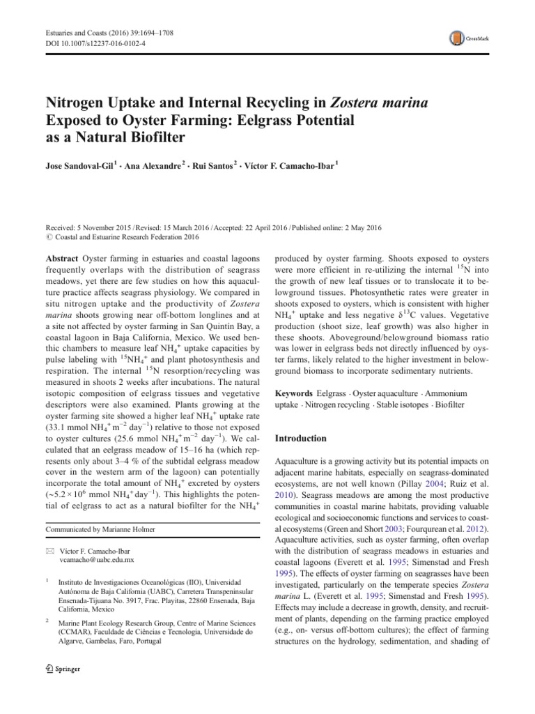 Nitrogen Uptake and Internal R | PDF