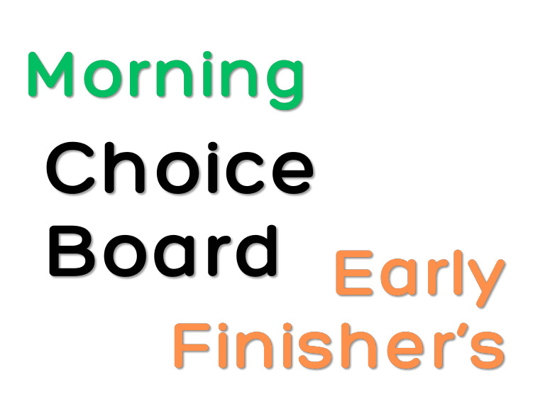 Morning Work Choice Board Label | PDF