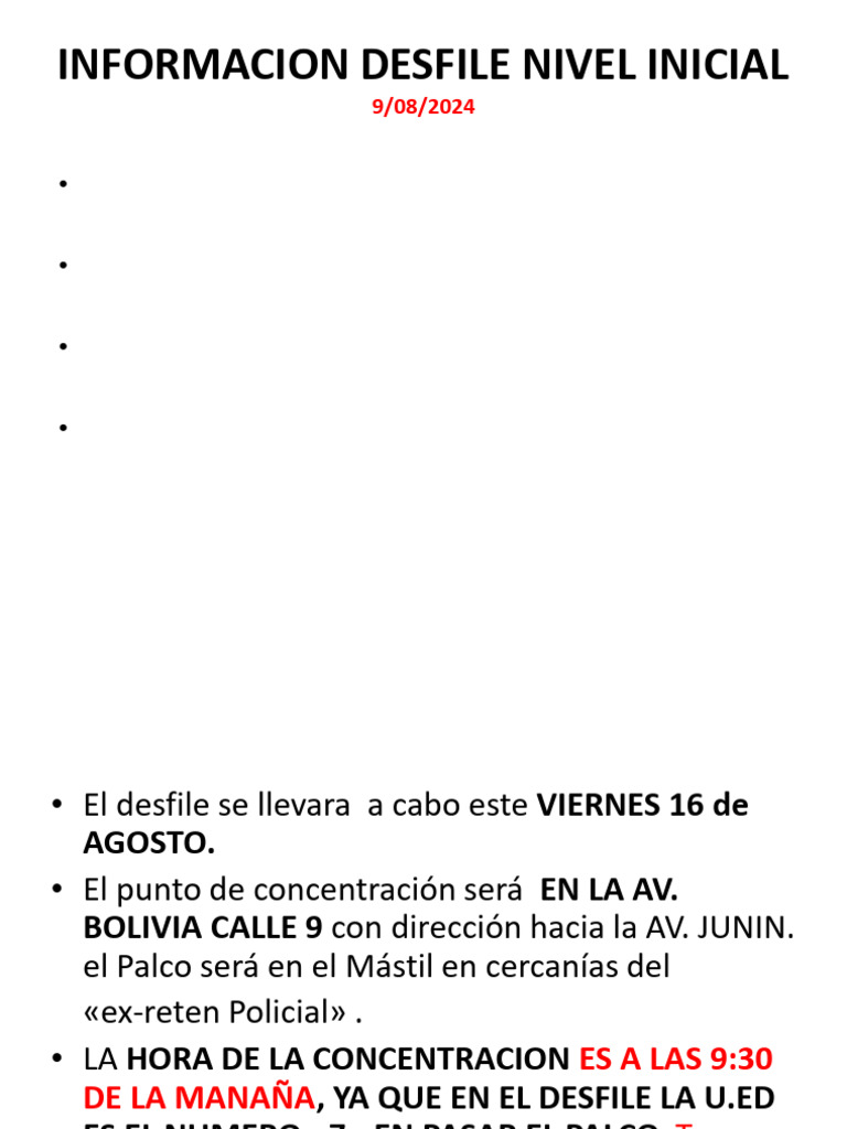 Informacion Desfile Inicial Pk b Lila 024 | PDF