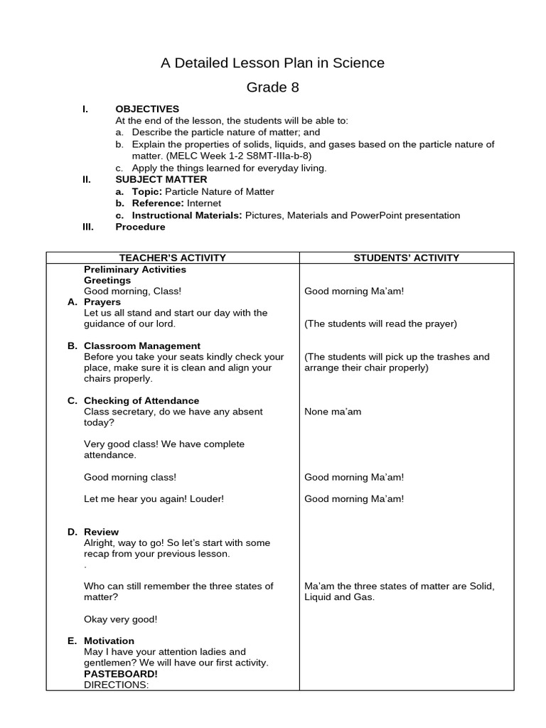 A Detailed Lesson Plan in Science Grade 8 Finallll 1 | PDF