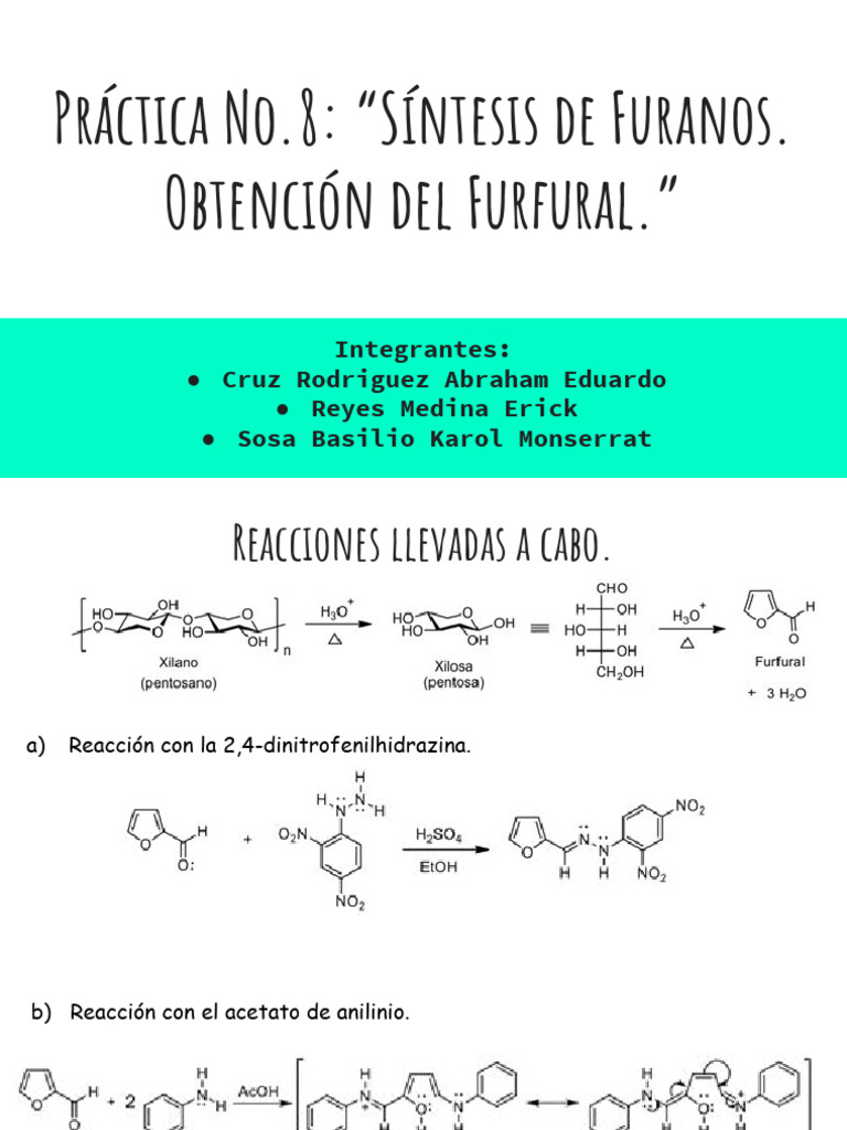 Práctica No.8 - "Síntesis de Furanos. Obtención Del Furfural | PDF ...
