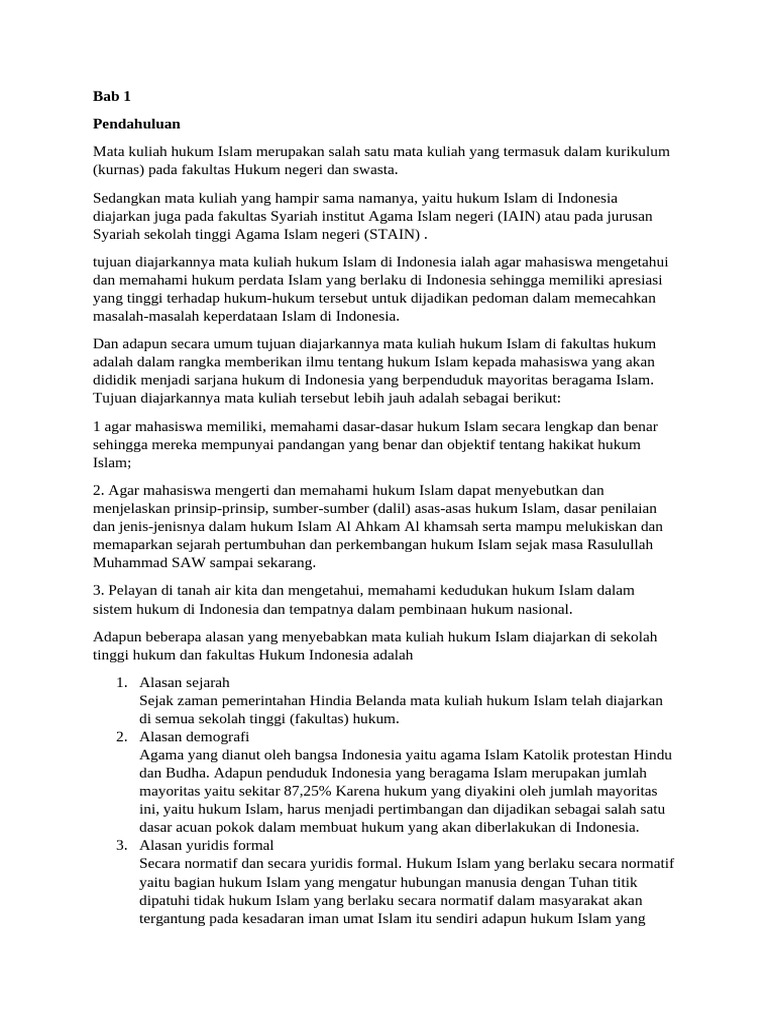Resume Hukum Islam Di Indonesia | PDF