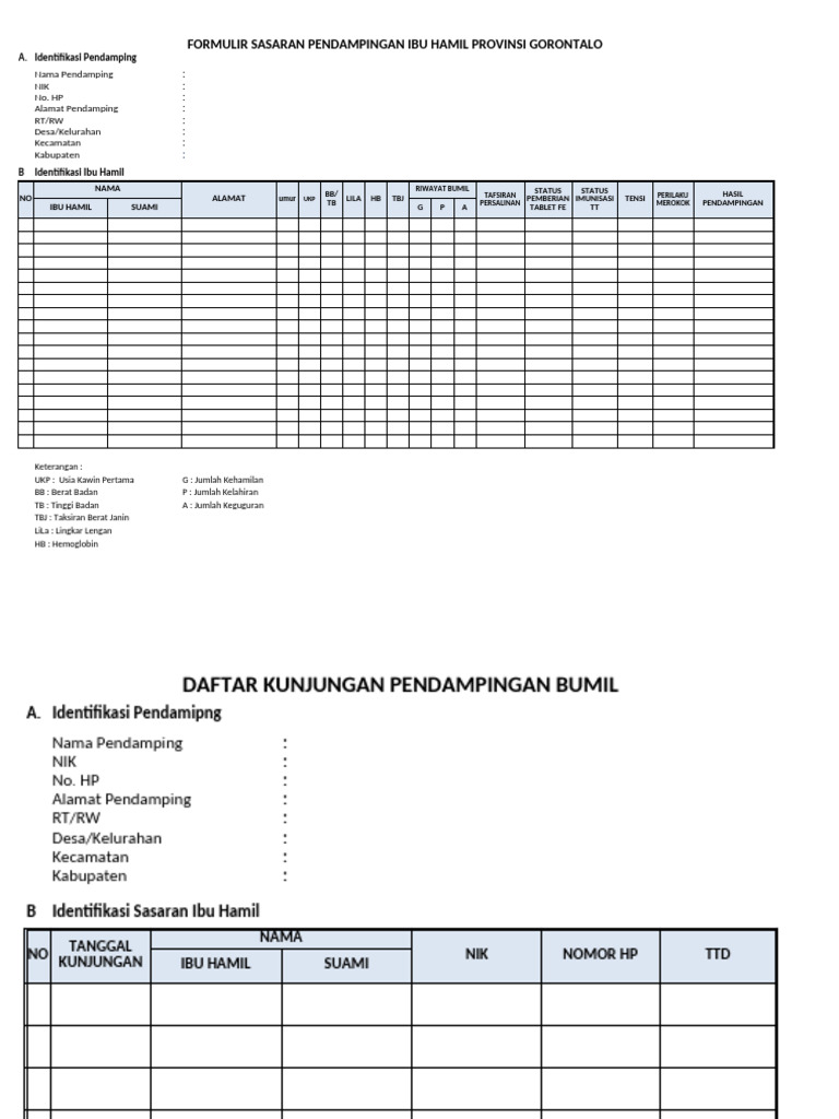 Form Bumil TPK | PDF