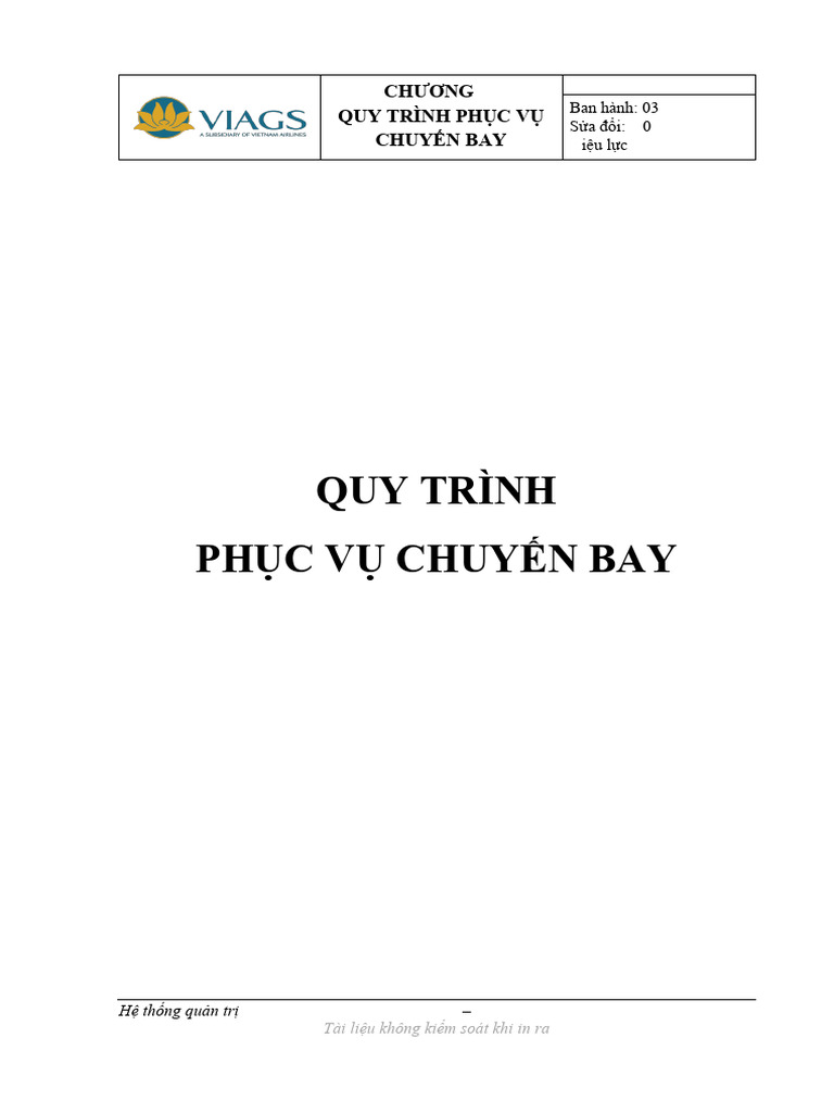 SOP QT PV Chuyen Bay | PDF