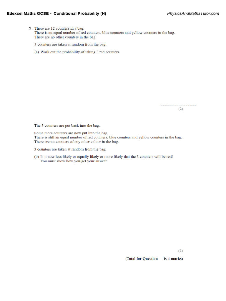 Conditional Probability (H) QP | PDF