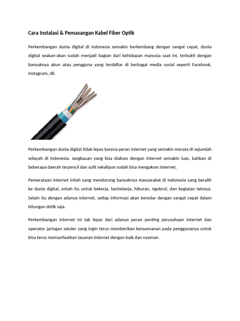 Cara Menginstal Kabel Fiber Optik | PDF